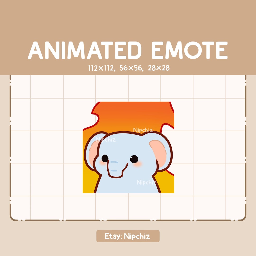 Animated Emote Chibi Relaxed and Calm Elephant - Cute Cartoon Emote ...