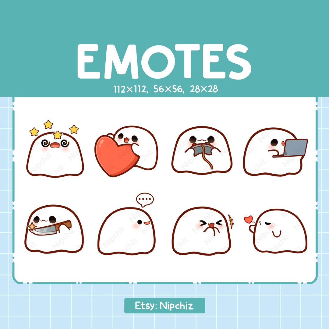 Cute Ghost Emotes 8 Pack / Chibi Ghost Emotes for Streamer / Kawaii ...