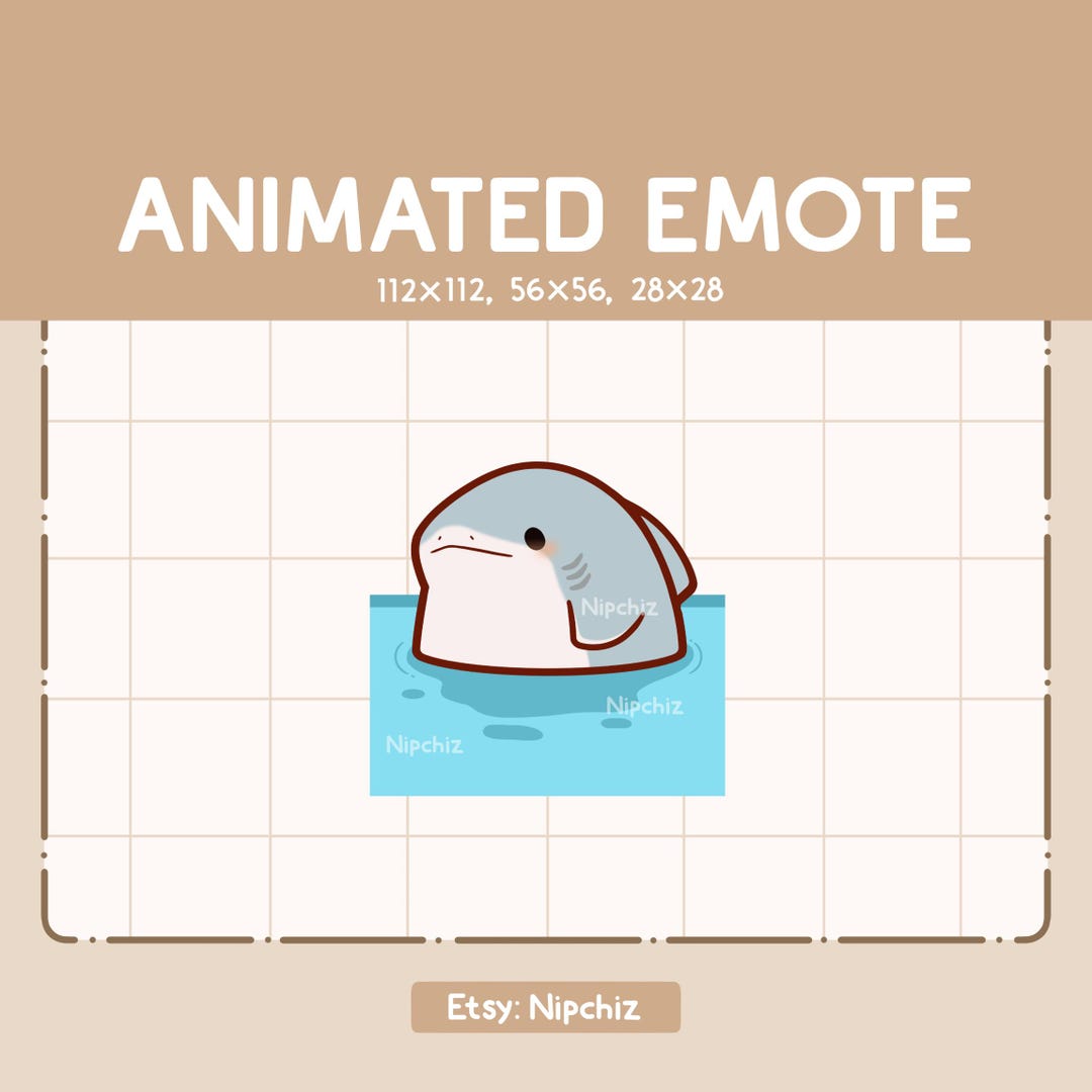 Animated Emote Adorable Shark Spinning on Water - Chibi Cartoon Emote ...