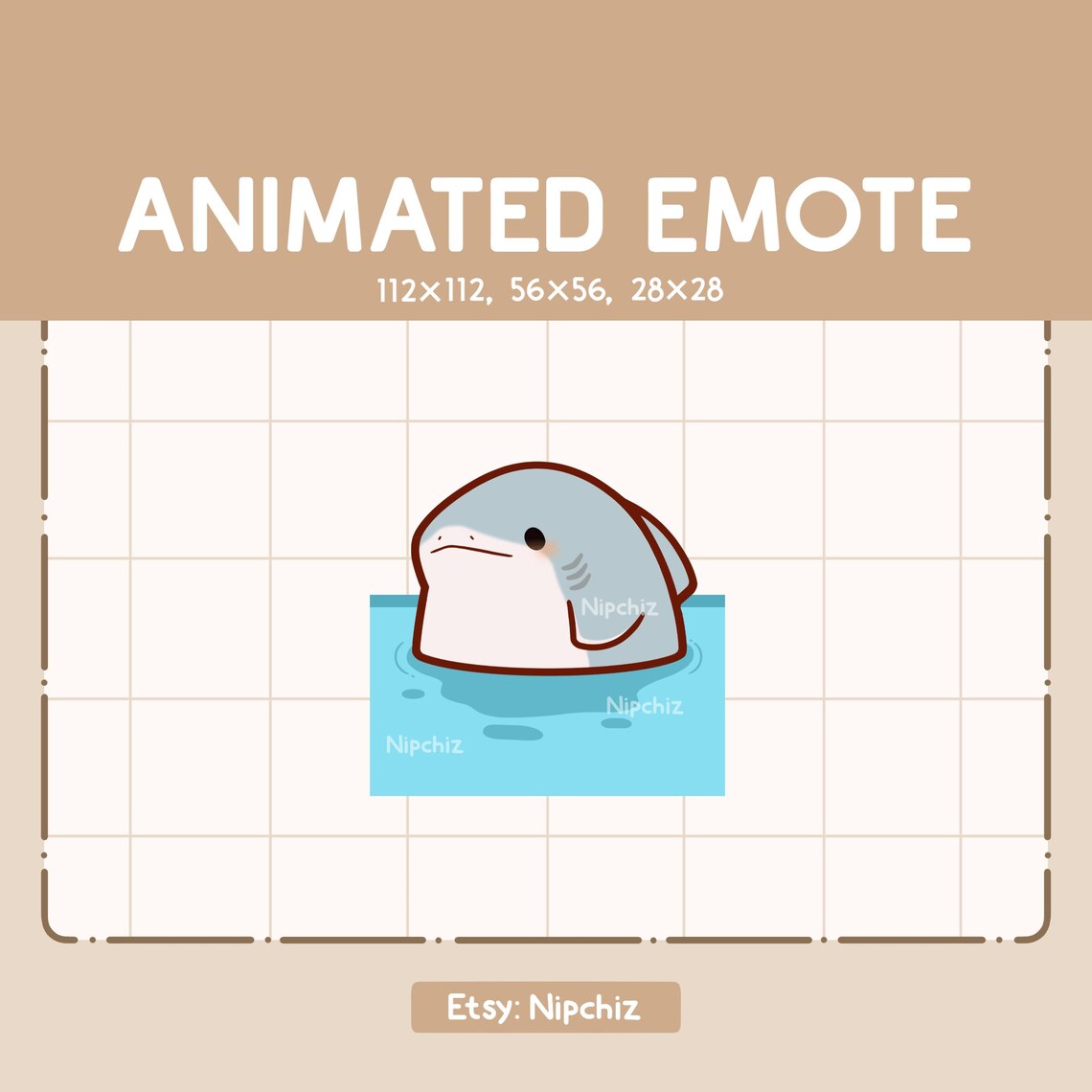 Animated Emote Adorable Shark Spinning on Water - Chibi Cartoon Emote ...
