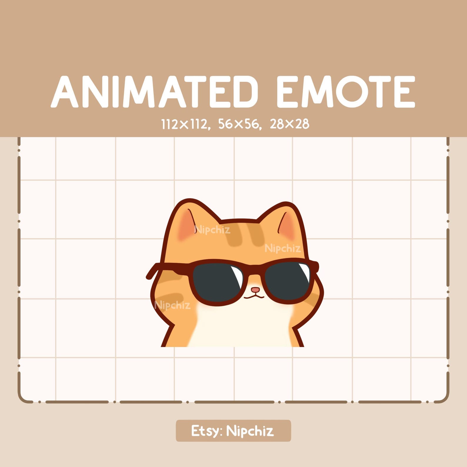 Animated Emote Chibi Orange Tabby Cat With Black Sunglasses is Vibing ...