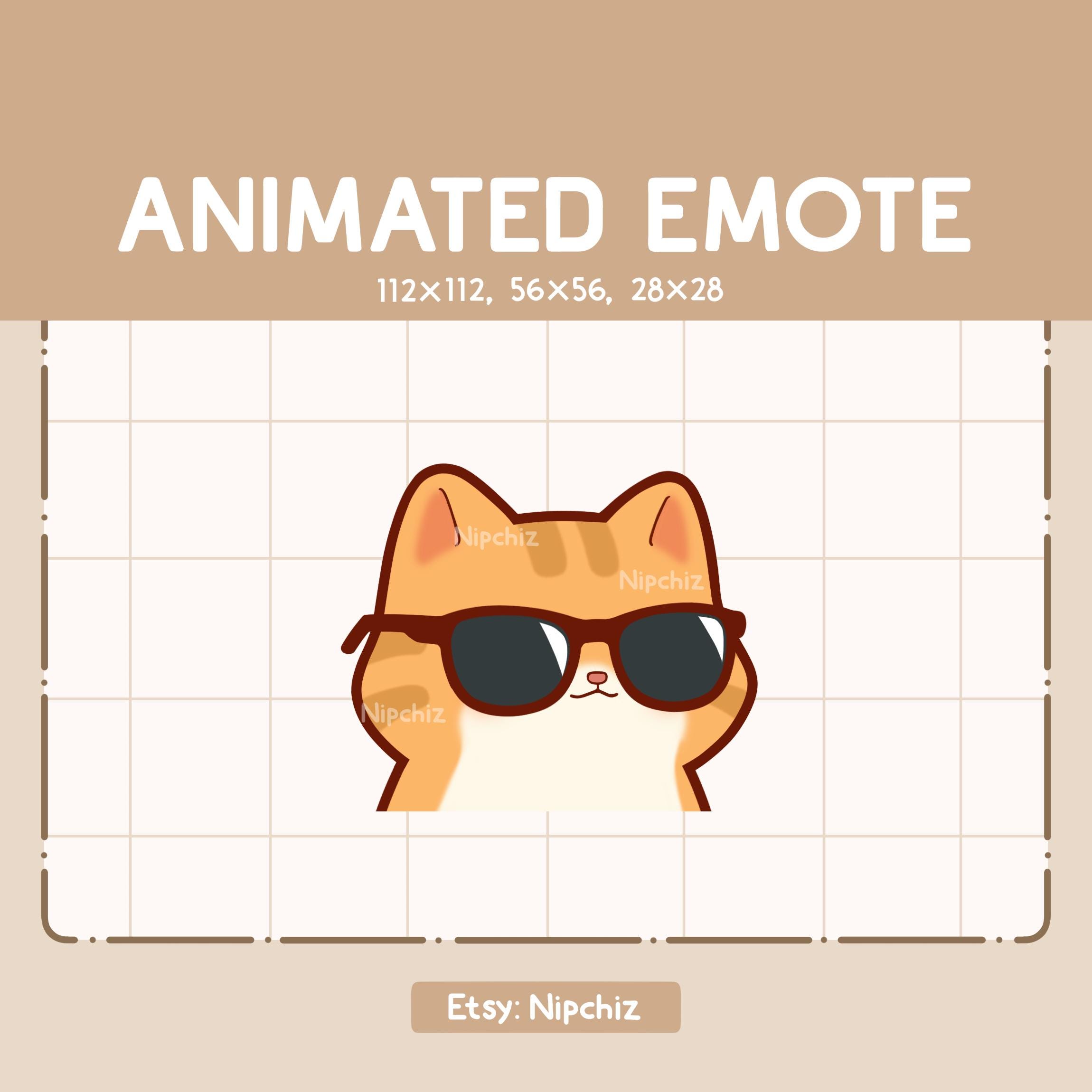 Animated Emote Chibi Orange Tabby Cat With Black Sunglasses is Vibing ...