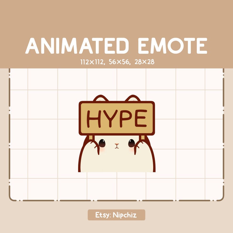 Animated Emote Cute Rabbit Holding Hype Wooden Sign/ Emote for Streamer ...