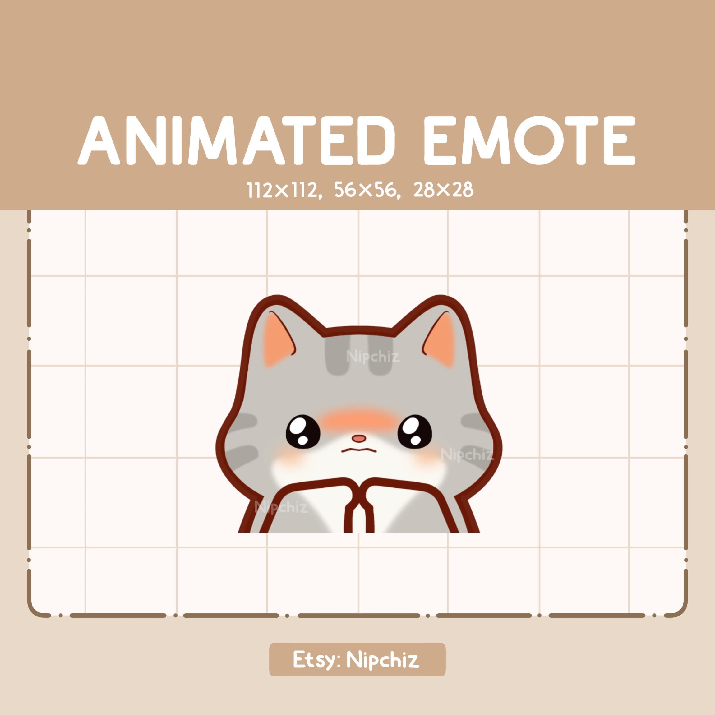 Animated Emote Cute Gray Tabby Cat Shy and Begging / Cartoon Chibi ...