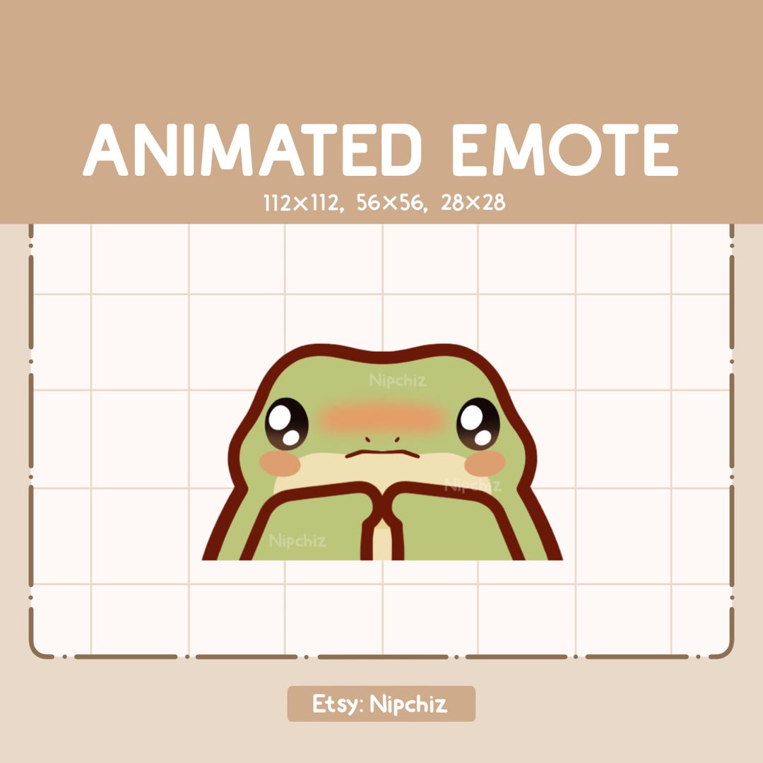 Animated Emote Cute Frog Shy and Begging - Funny Cartoon Emote - Ready ...