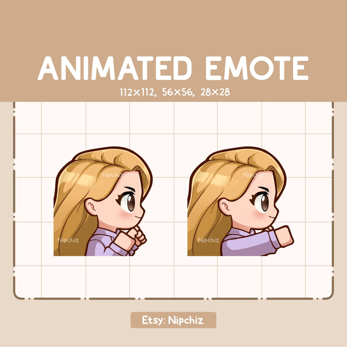 Animated Emote Girl Long Straight Blonde Hair Punching Fast / Emote for ...