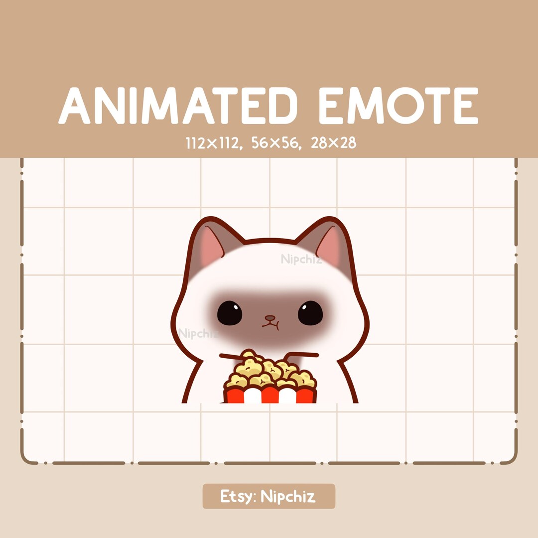 Animated Emote Siamese Cat is Eating a Cup of Popcorn - Adorable ...