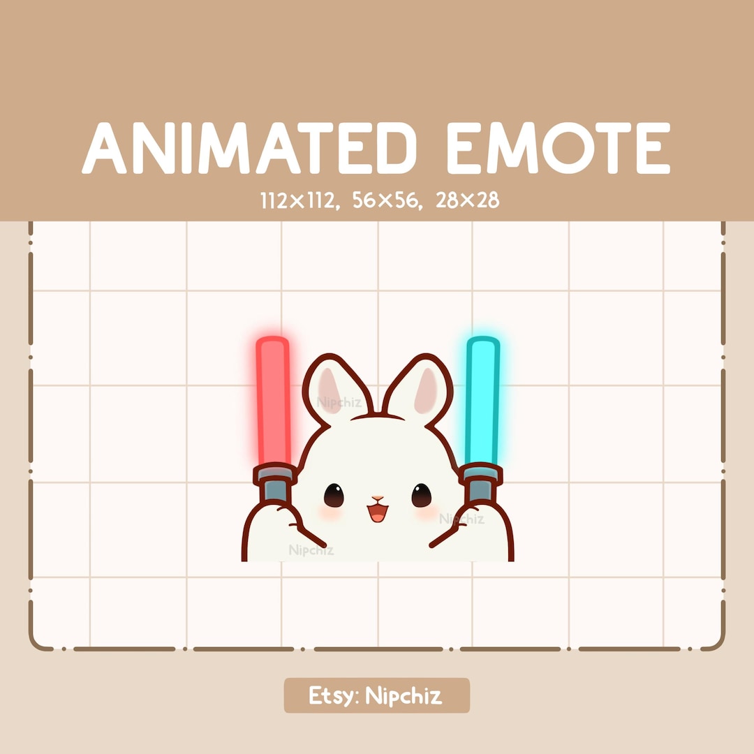 Animated Emote Kawaii Rabbit and Lightstick / Cute Funny Emote ...