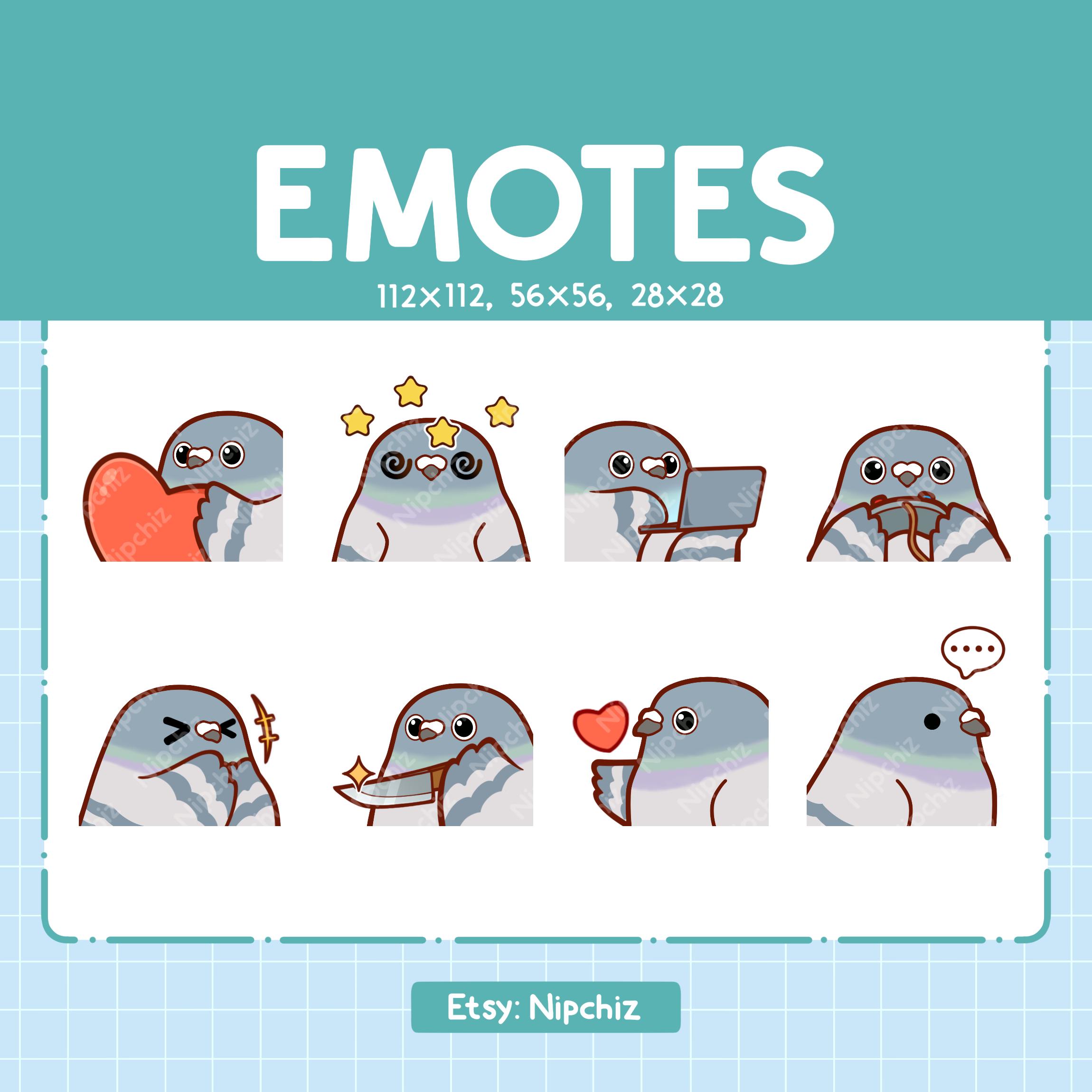 Emotes Pigeon / 8 Cute Emotes for Streaming / Digital / Chibi Pigeon ...