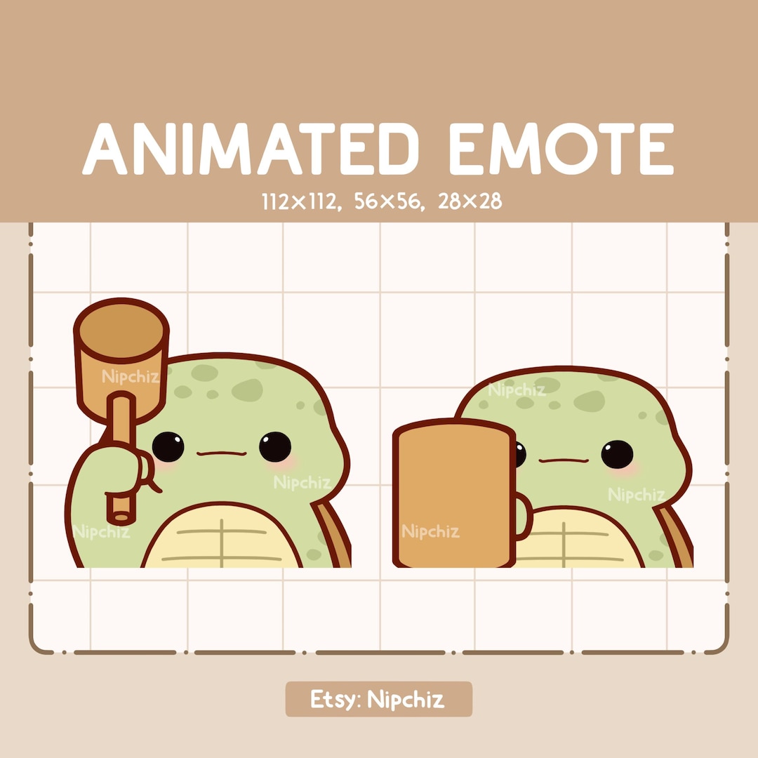 Animated Emote Cute Turtle is Knocking the Hammer / Adorable Chibi ...