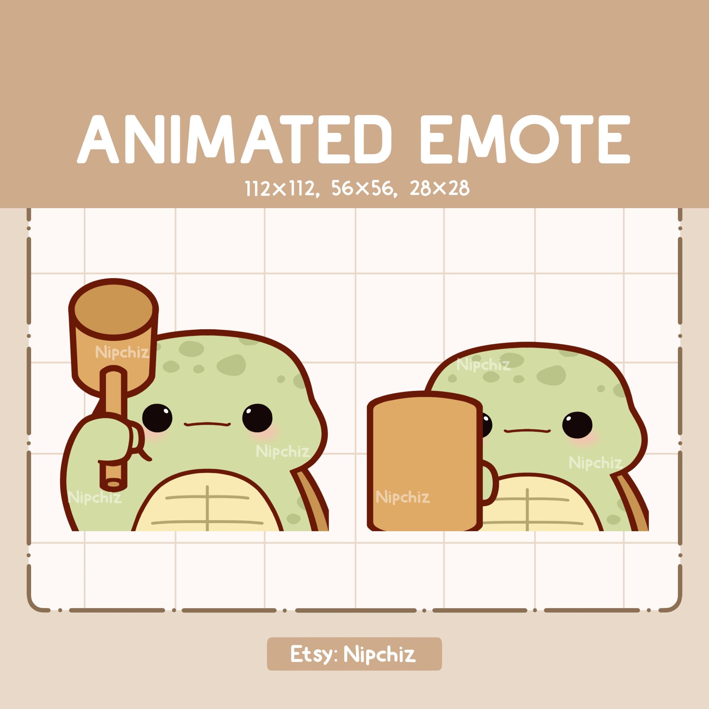 Animated Emote Cute Turtle is Knocking the Hammer / Adorable Chibi ...
