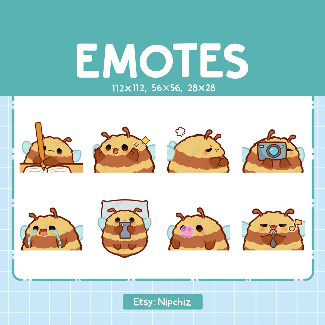 Chibi Bee Emotes for Streamer 8 Kawaii Cute Bee Emoji Pack for ...