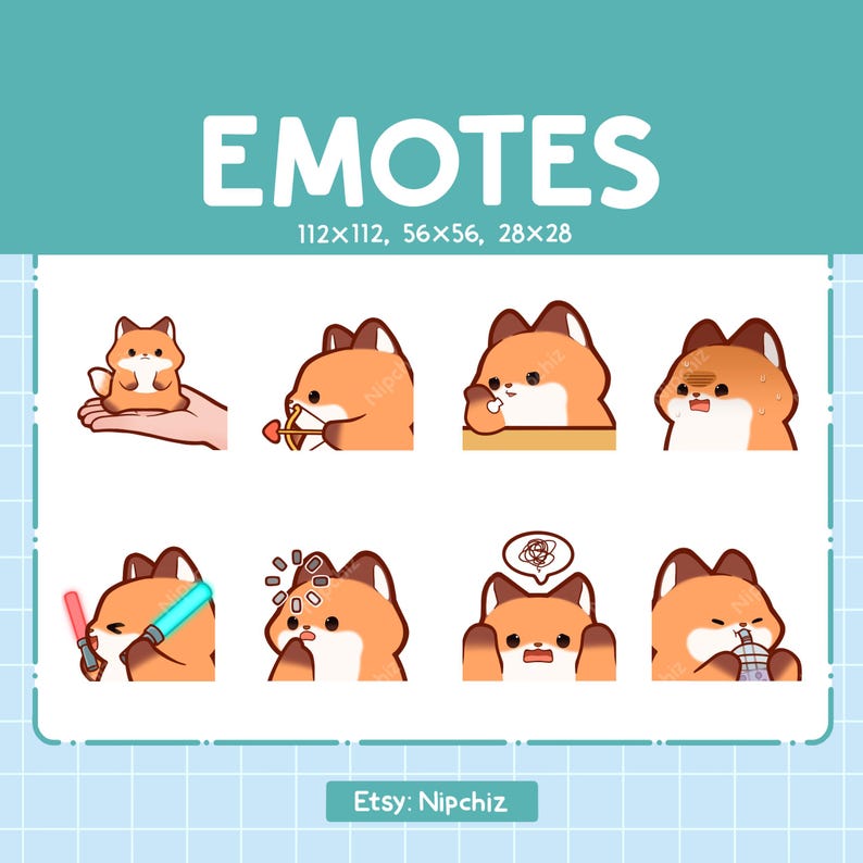 Fox Emotes | Cute Emoji Pack | 8 Fox Emotes for Streaming | Bundle ...