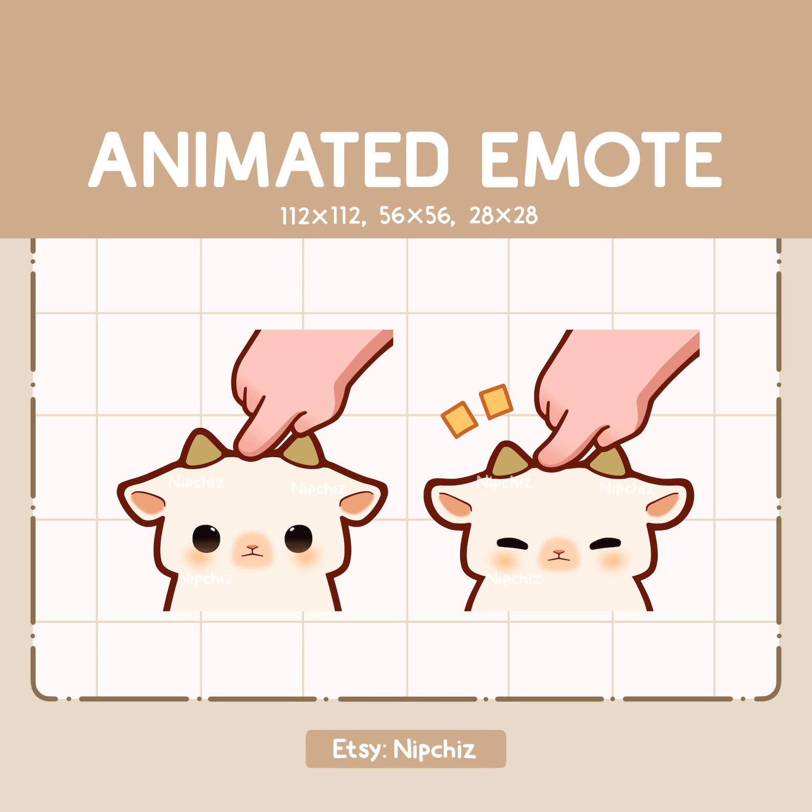 Animated Emote - Kawaii and Adorable Goat Getting Pressed on the Head ...