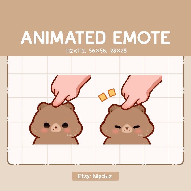 Animated Emote Kawaii and Adorable Grizzly Bear Getting Pressed on the ...