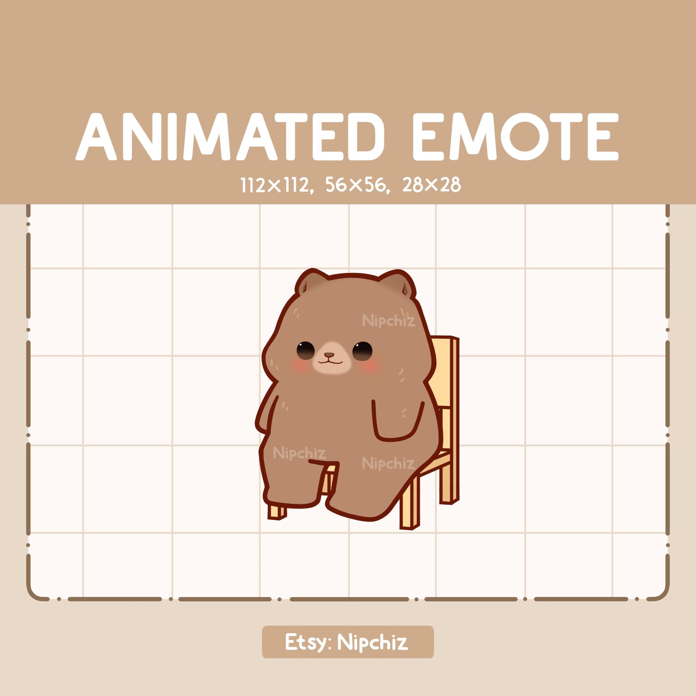 Animated Emote Adorable Grizzly Bear is Sitting on a Chair and Moving ...