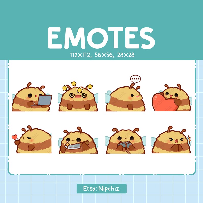 Cute Bee Emotes 8 Emotes for Streamer Cute Bee Emote Pack Funny Emotes ...