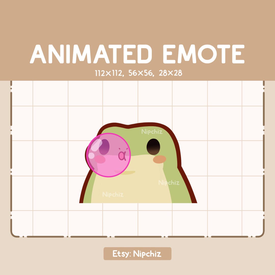 Animated Emote Chibi Frog is Chewing a Bubblegum / Chibi Funny Emote ...