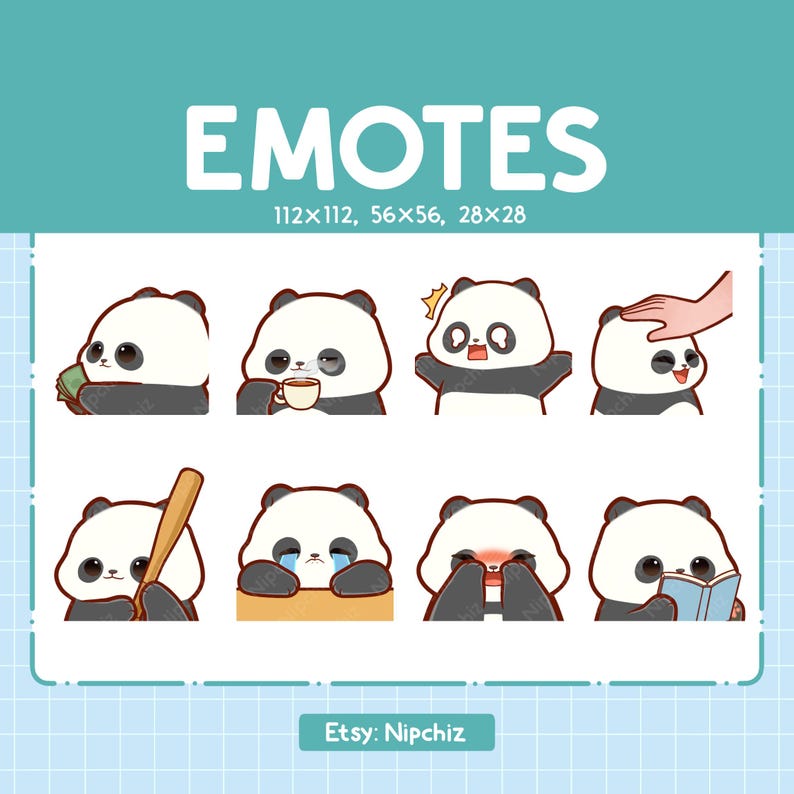 Kawaii Panda Emotes (8) – Cute Emotes for Streamer – Chibi Panda Emoji ...