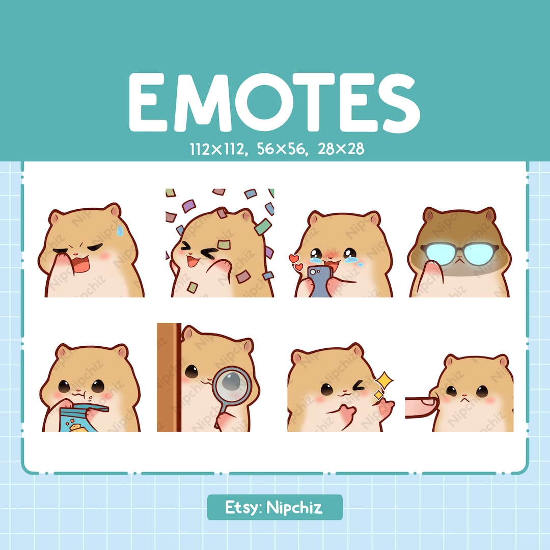 Cute Golden Hamster Emotes 8 Emotes for Streamer Cute Golden Hamster ...