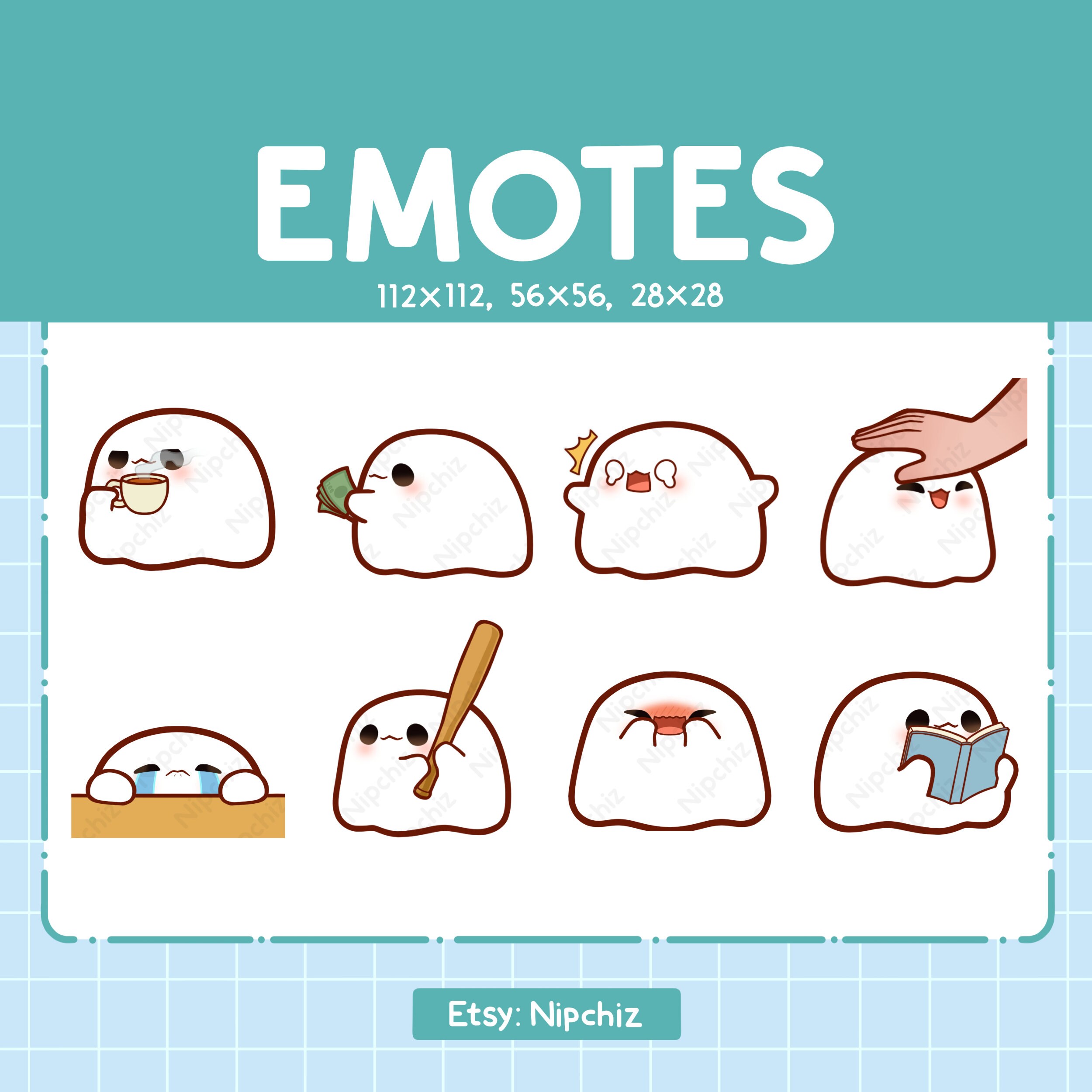 Ghost Emotes / 8 Cute Ghost Bundle / Emotes for Streamer Kawaii Emoji ...