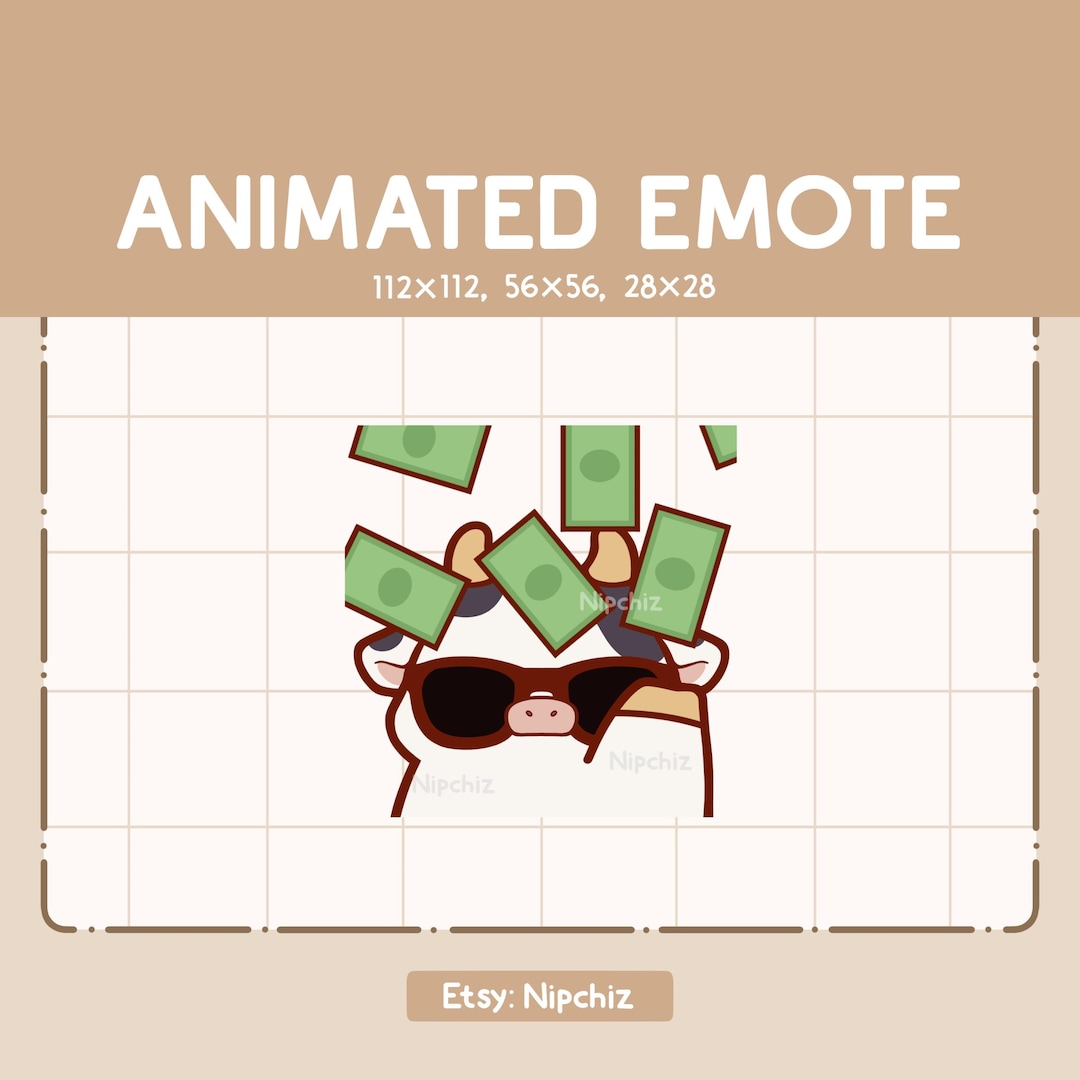 Animated Emote Cute Fancy Cow With the Cool Glasses - Cute Funny Emote ...