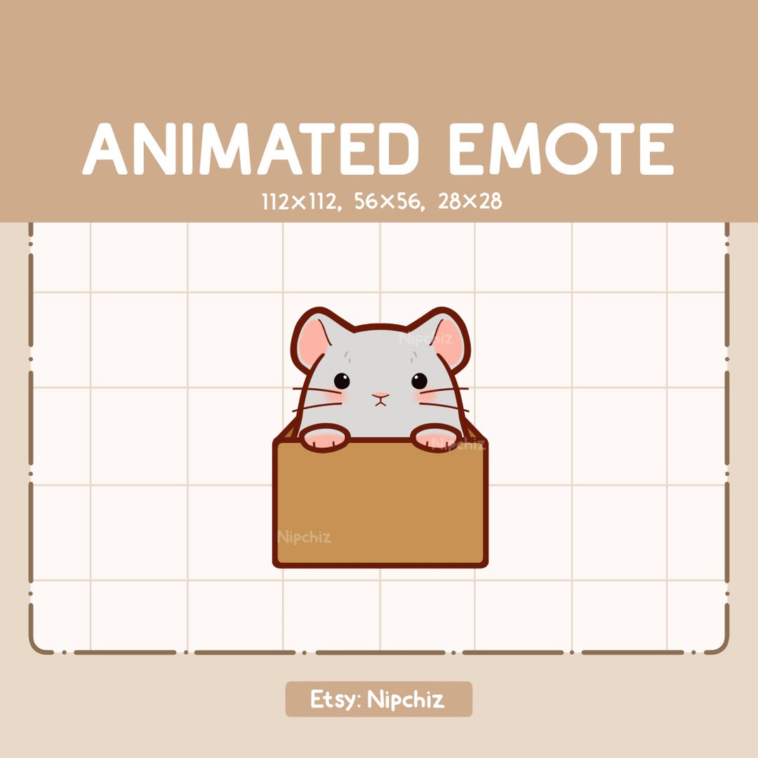 Animated Emote Chibi Emerge Gray Mouse From Cardboard - Adorable Funny ...
