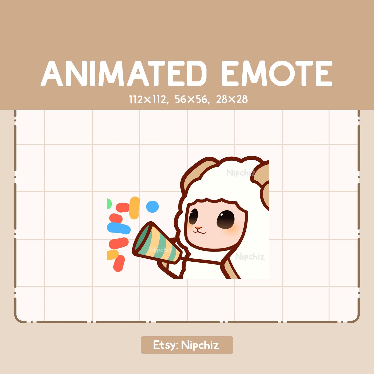 Animated Emote Chibi Sheep Celebrating the Moment With His Party Popper ...