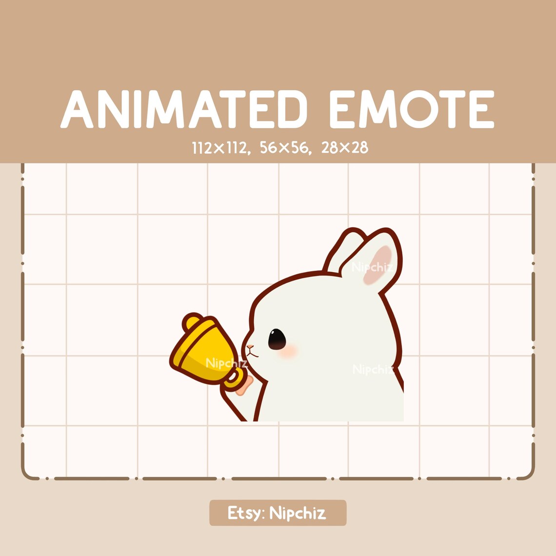 Animated Emote Cute Rabbit is Trying to Get the Attention by Ringing a ...
