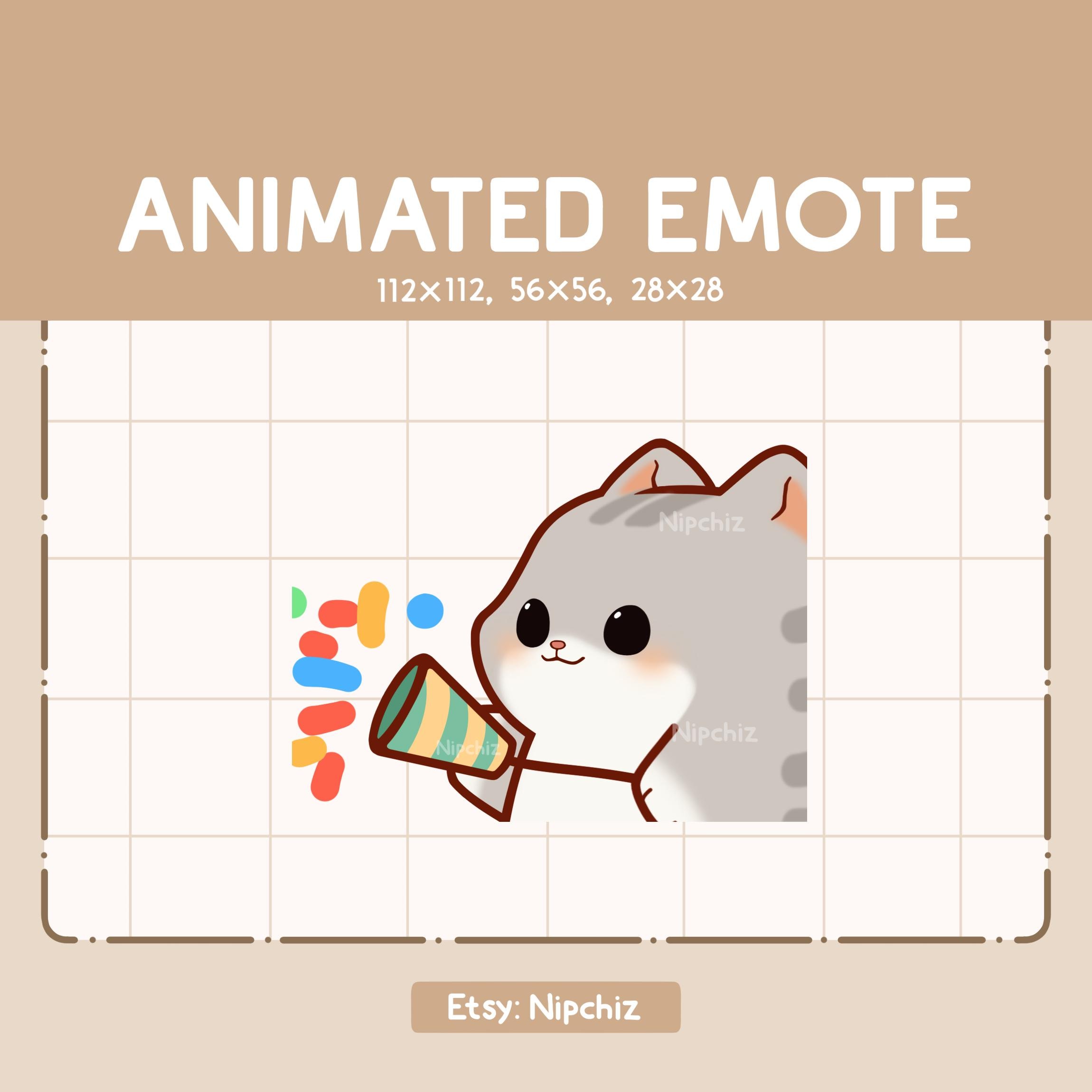 Animated Emote Cute Gray Tabby Cat Celebrating the Moment With His ...