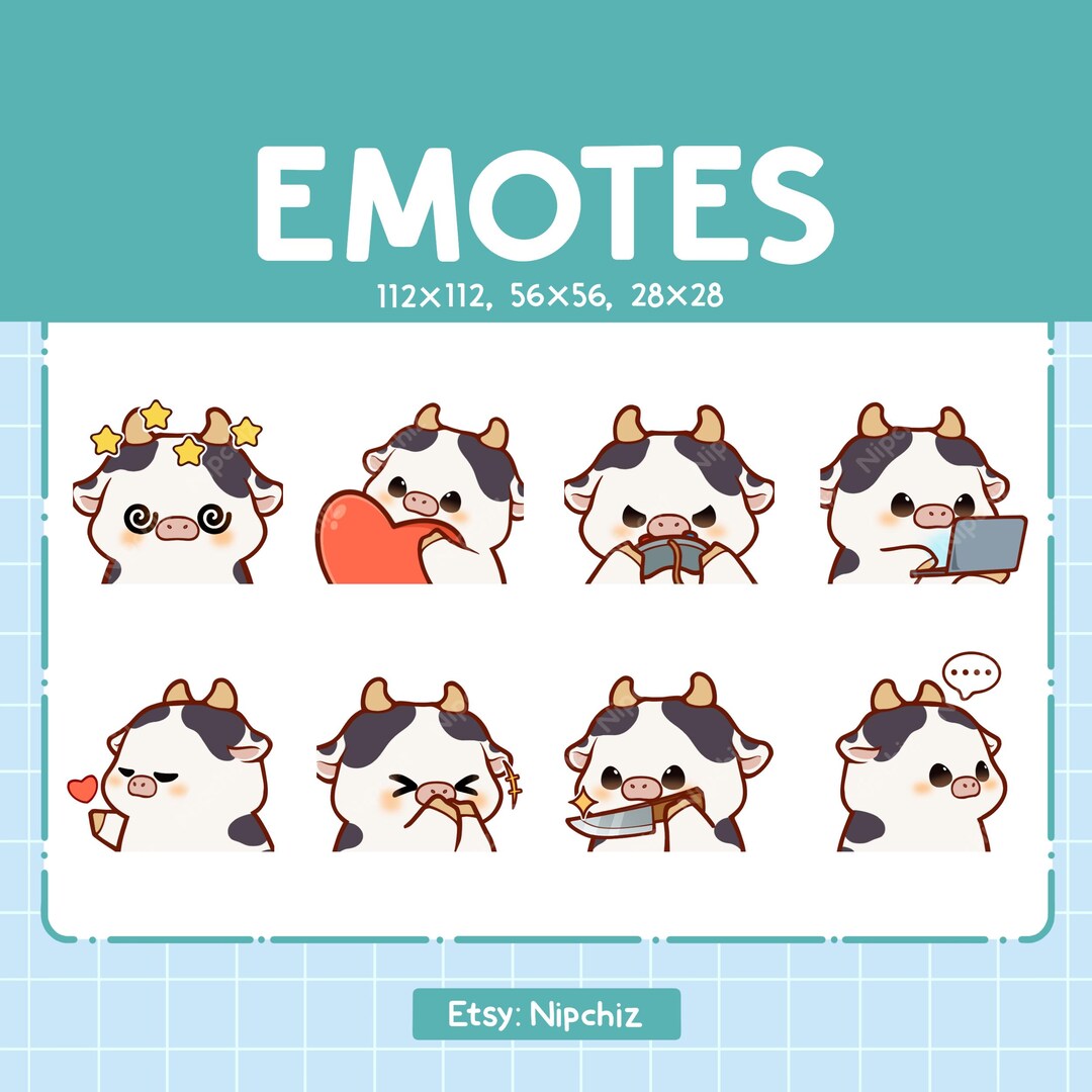 Cute Cow Emotes | 8 Emotes for Streamer | Cute Cow Emote Pack | Funny ...