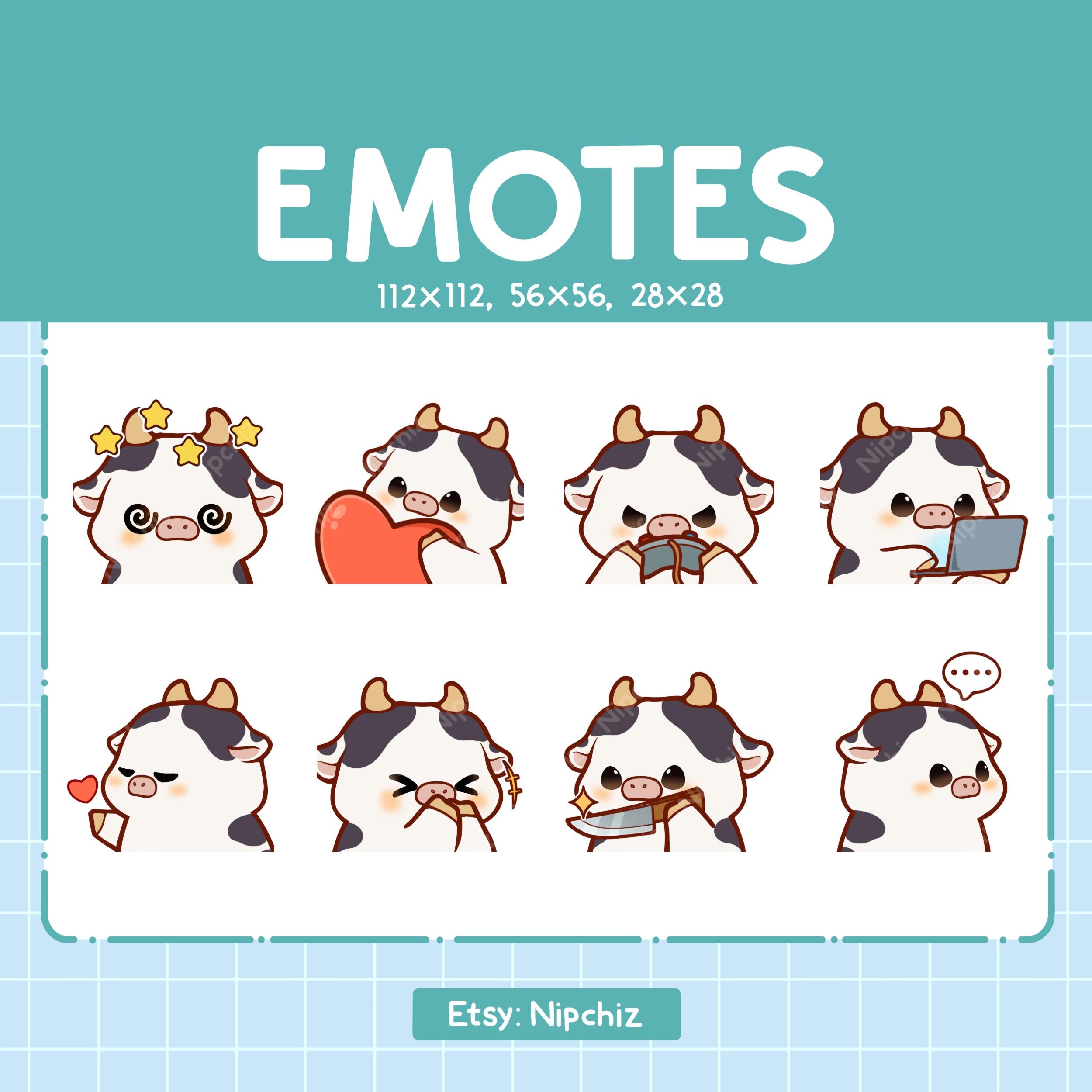 Cute Cow Emotes | 8 Emotes for Streamer | Cute Cow Emote Pack | Funny ...