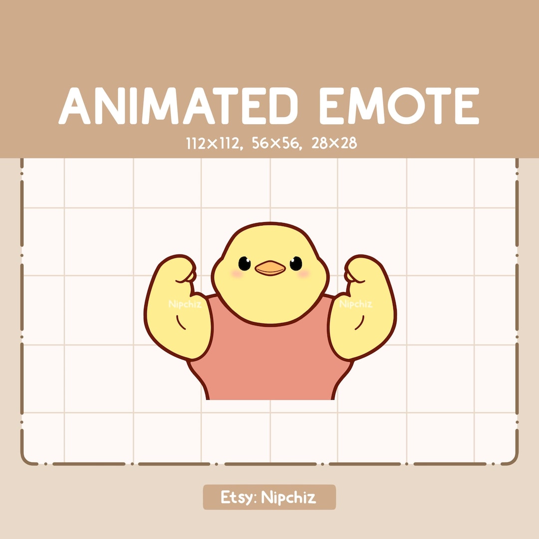 Animated Emote Chibi Chick is Flexing His Muscle - Adorable Cartoon ...