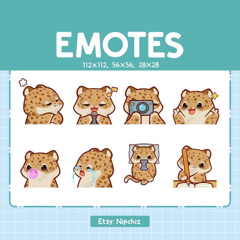 Emotes Leopard / 8 Cute Emotes for Streaming / Digital / Chibi Leopard ...