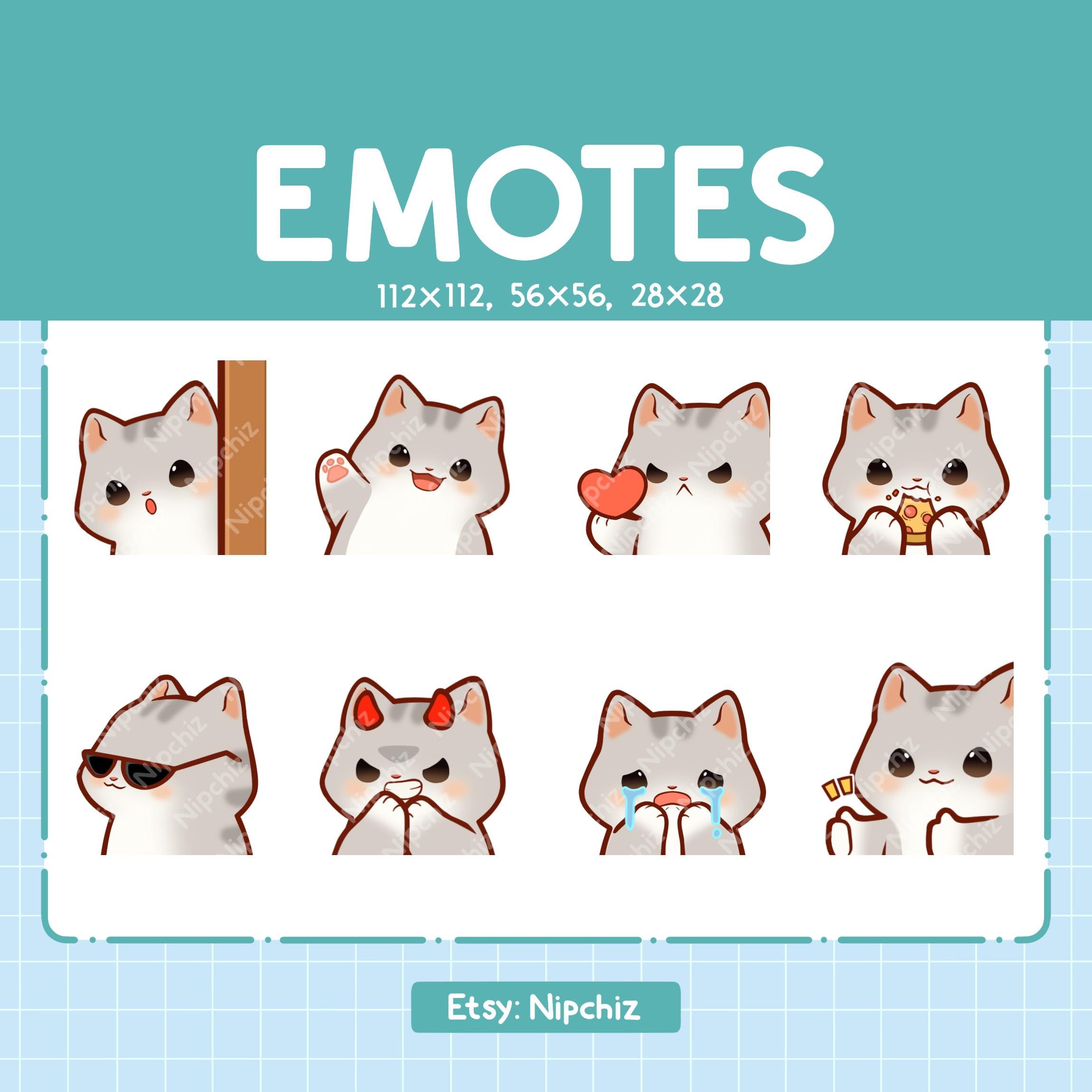 Gray Tabby Cat Emotes for Streaming | Kawaii Animal Emoji | (8) Cute ...