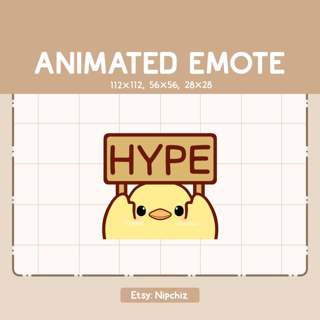 Animated Emote Cute Chick Holding Raid Wooden Sign - Cartoon Emote ...