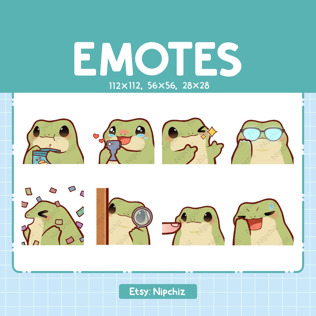 Frog Emotes for Streaming Kawaii Animal Emoji 8 Cute Frog Emote Pack - Etsy