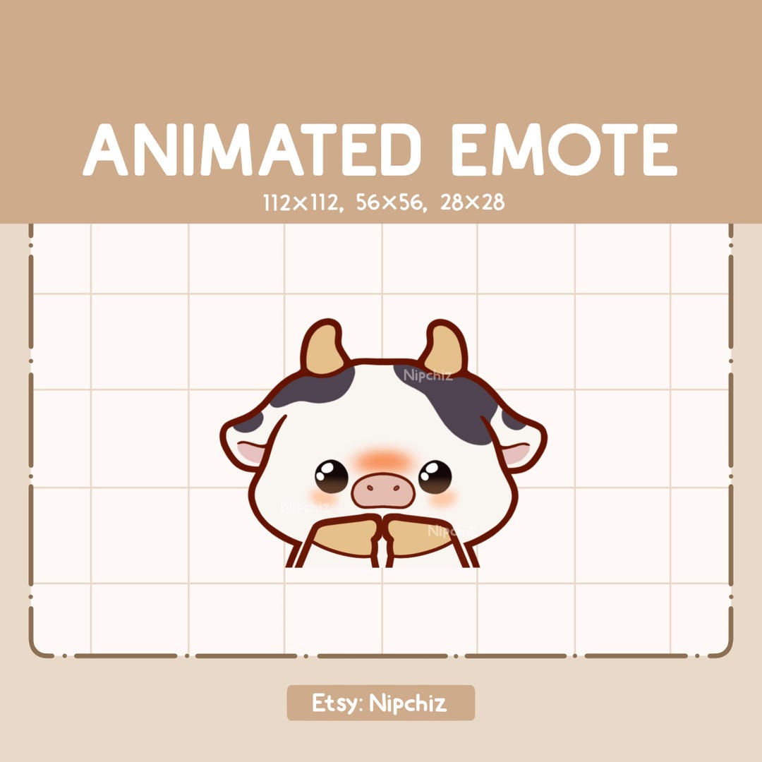 Animated Adorable and Cute Cow Shy and Begging Emote/ Kawaii Emote for ...