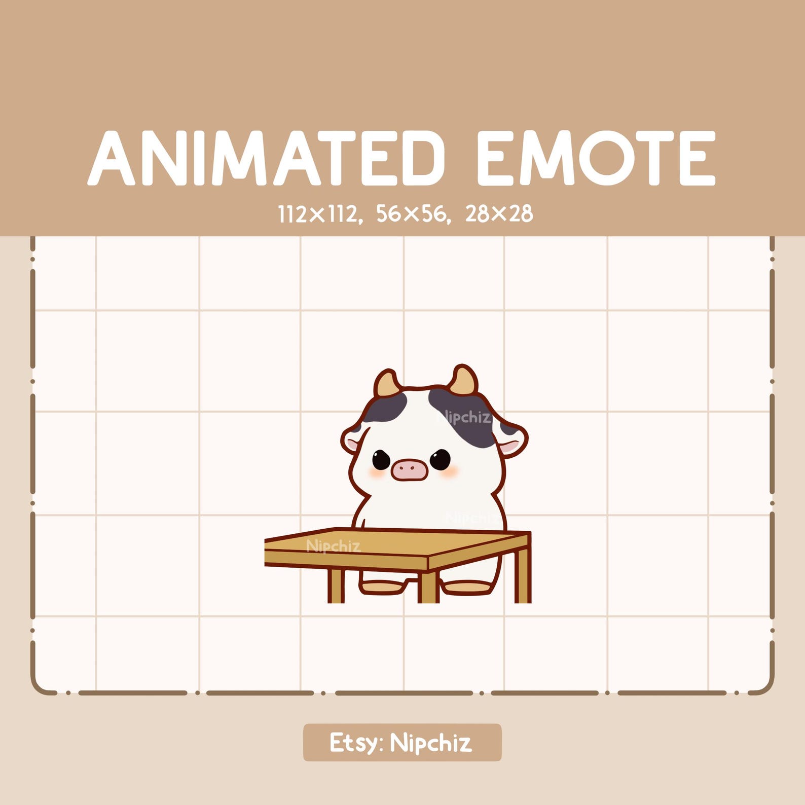 Animated Emote Cute Cow Angry by Flipping a Table in Front of Him ...
