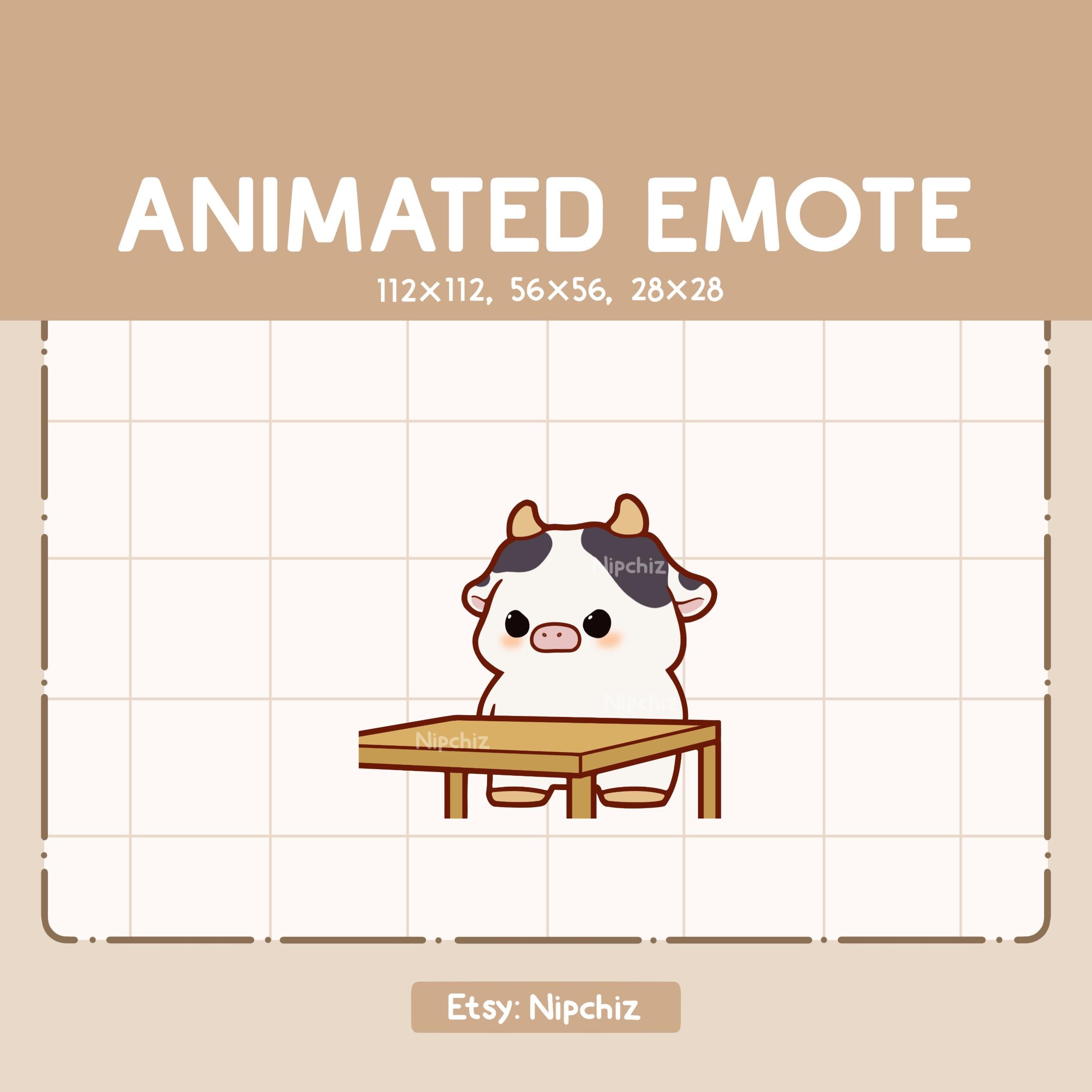 Animated Emote Cute Cow Angry by Flipping a Table in Front of Him ...