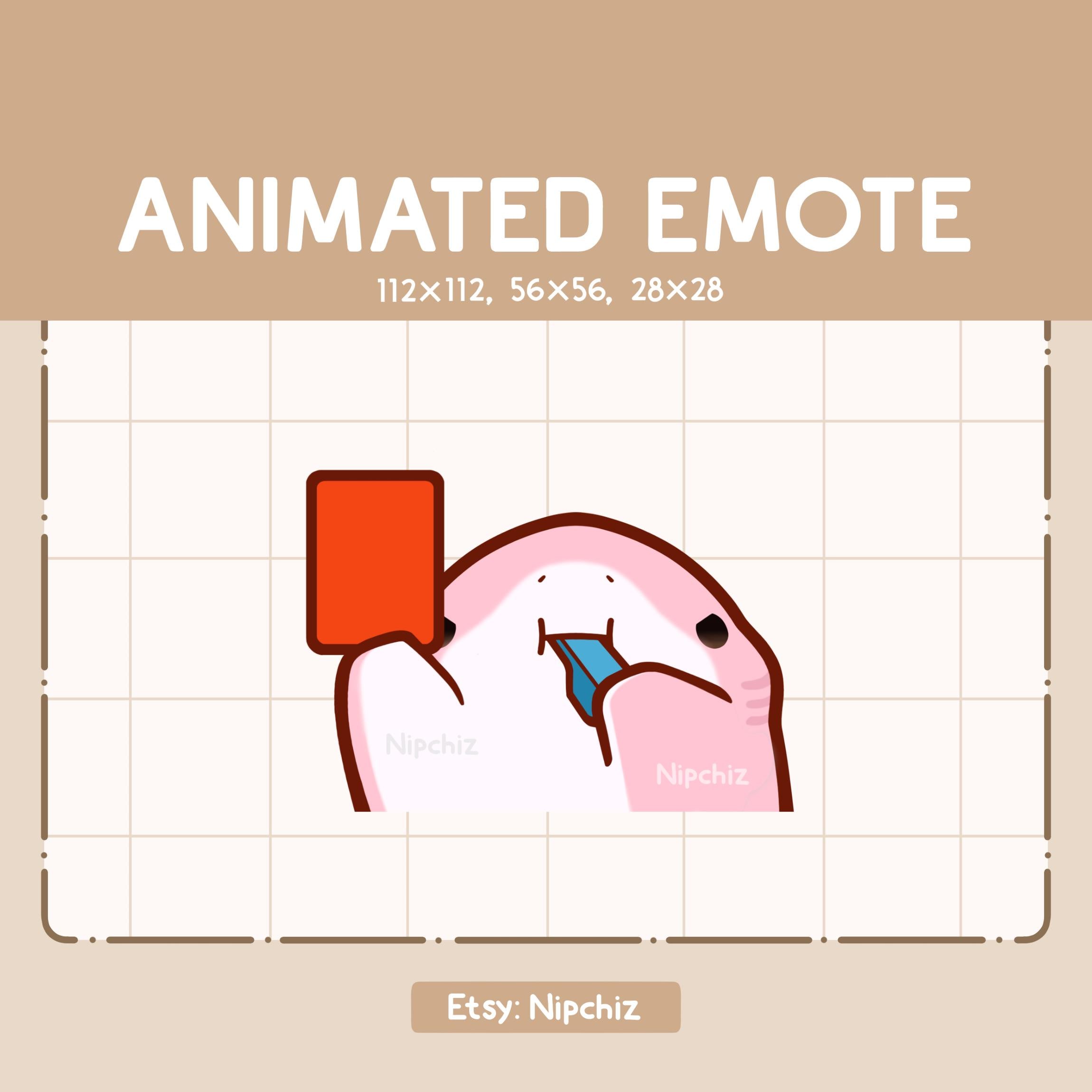 Animated Emote Chibi Pink Shark Blowing Whistle and Showing a Red Card ...