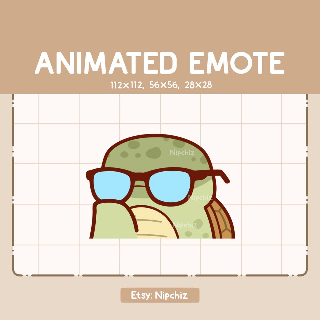 Animated Emote Turtle With Glasses is Getting Serious / Kawaii Cute ...