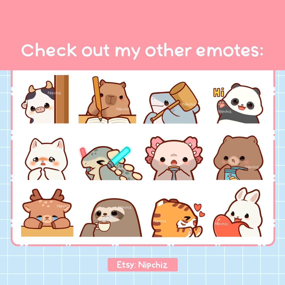 Chibi Girl Emotes for Streaming / Straight Black Hair With Bangs ...