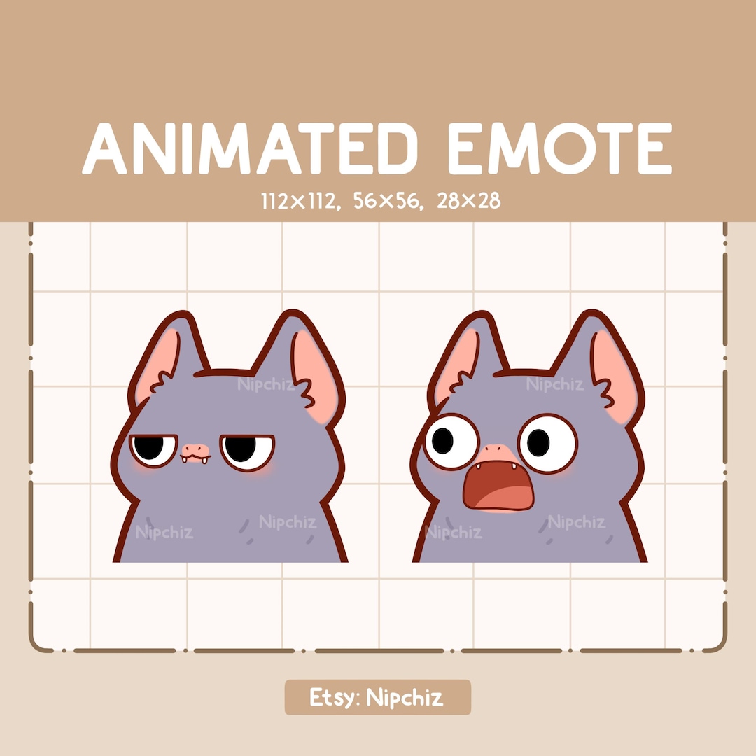 Animated Emote Chibi Bat is Suddenly Shocked / Kawaii Emote / Adorable ...