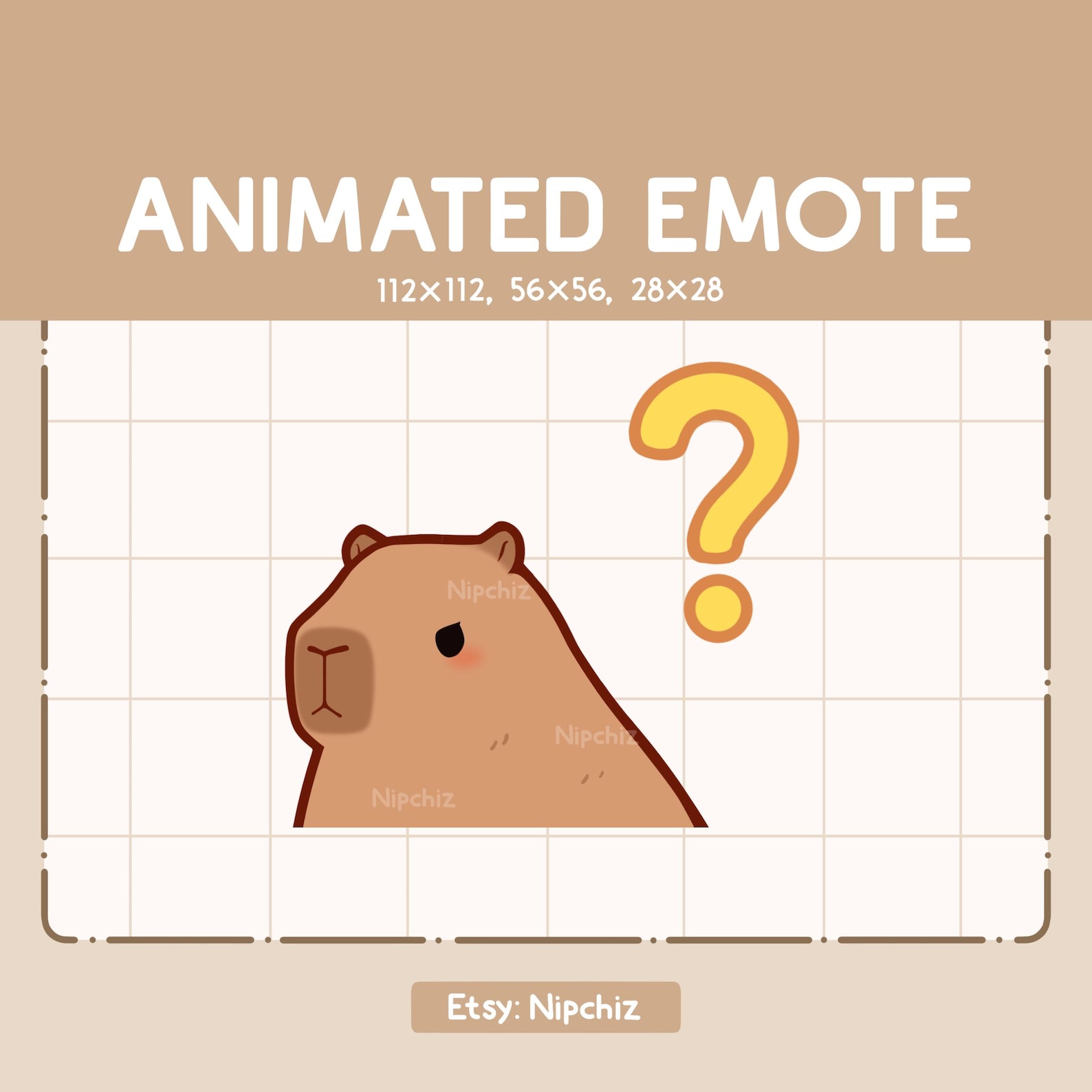 Animated Emote Confused Capybara is Trying to Figure Something Out / Cartoon Chibi Emote / Ready ...