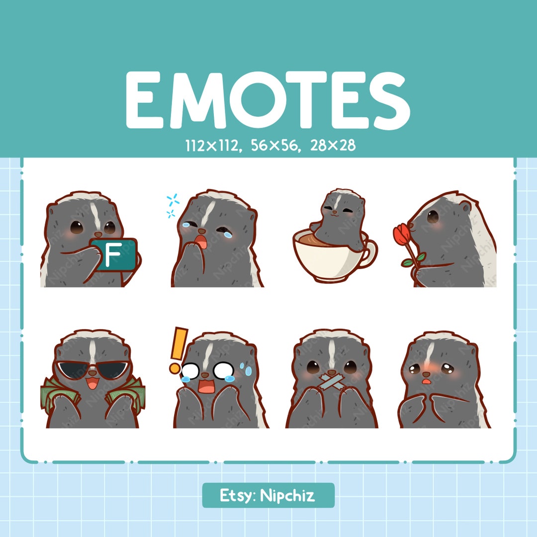 Skunk Emotes for Streaming | Kawaii Animal Emoji | (8) Cute Skunk Emote ...
