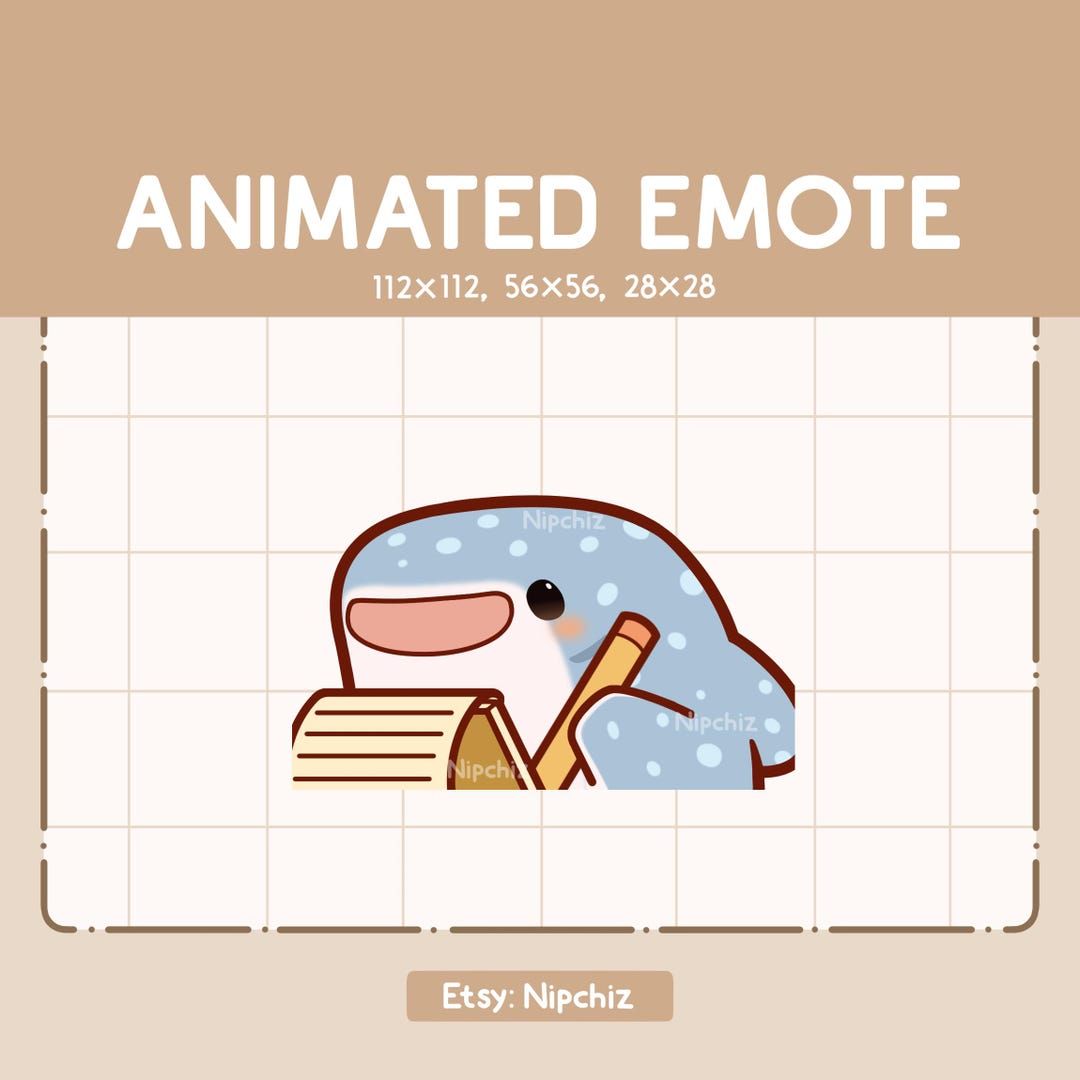 Animated Emote Chibi Whale Shark is Taking a Note / Kawaii Chibi Emote ...