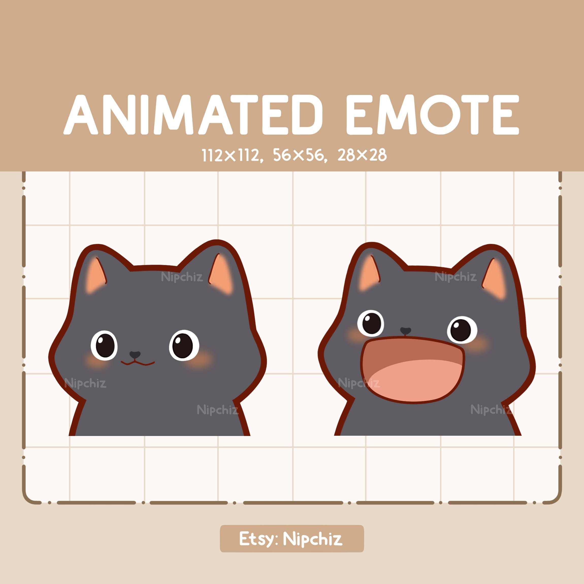 Animated Cute Black Cat Mouth Open Closed Emote / Cartoon Chibi Emote ...