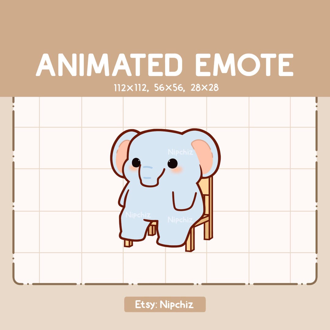 Animated Emote Adorable Elephant is Sitting on a Chair and Moving Its ...
