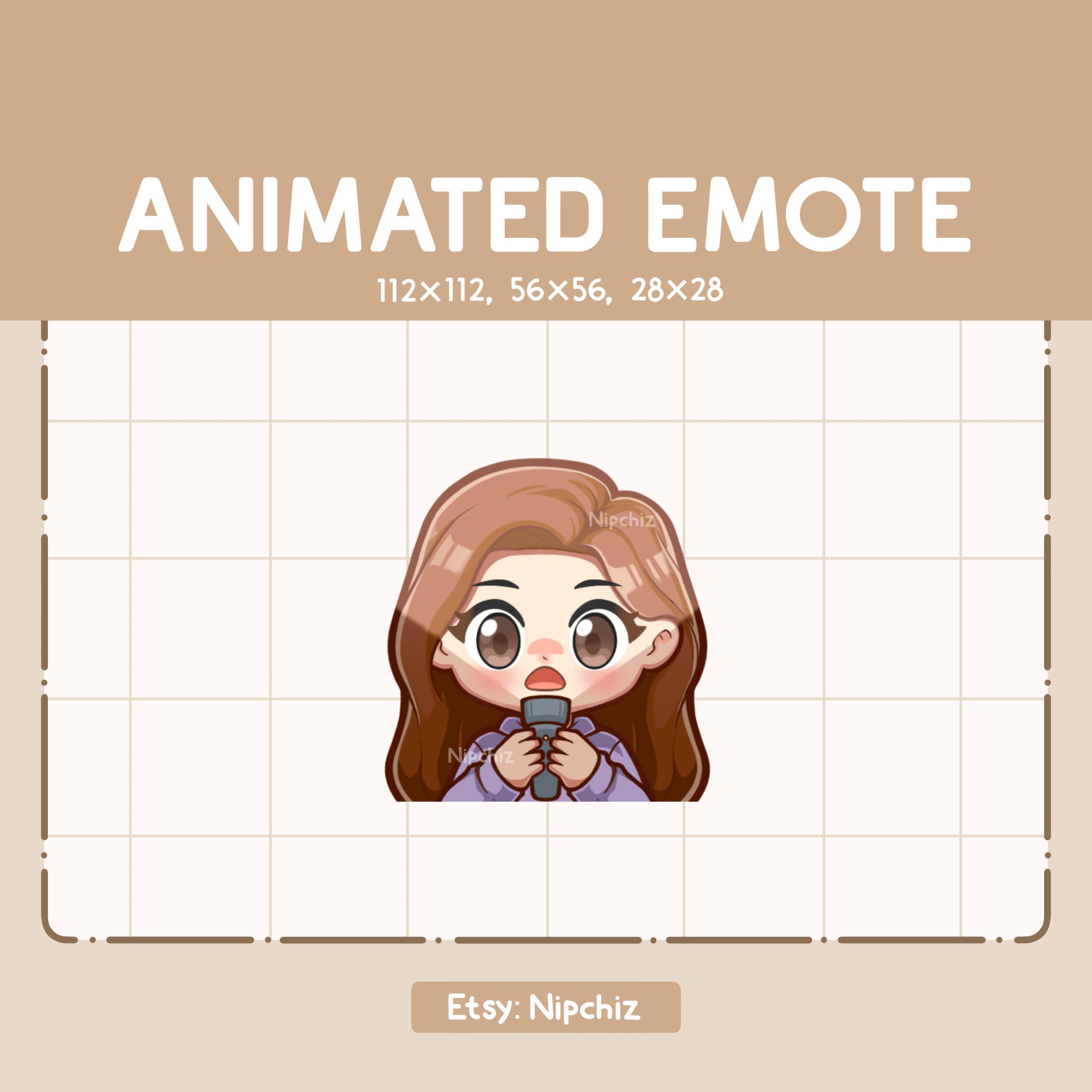 Animated Emote Girl Long Straight Brown Hair Flashlight Face / Scary ...